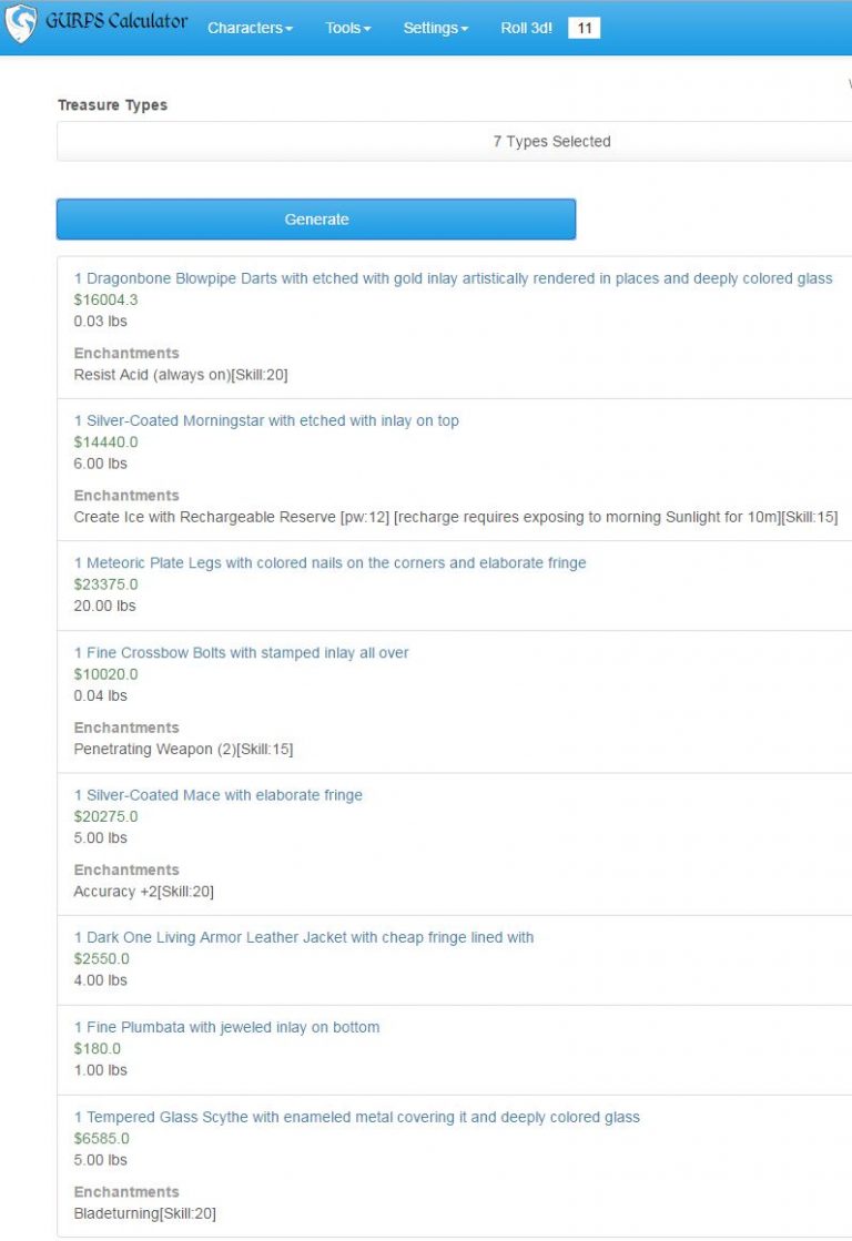 GURPS Calculator – Game Geekery